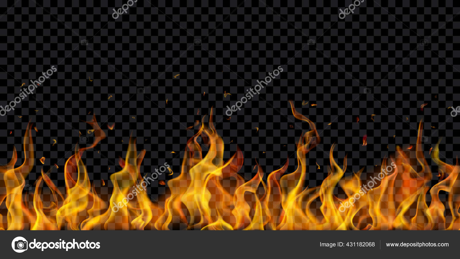 Translucent Fire Flames Sparks Horizontal Repetition Transparent ...