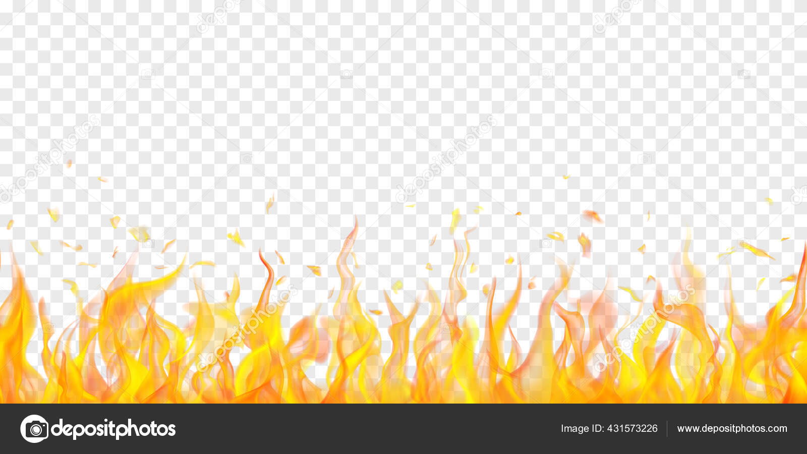 Translucent Fire Flames Sparks Horizontal Repetition Transparent ...