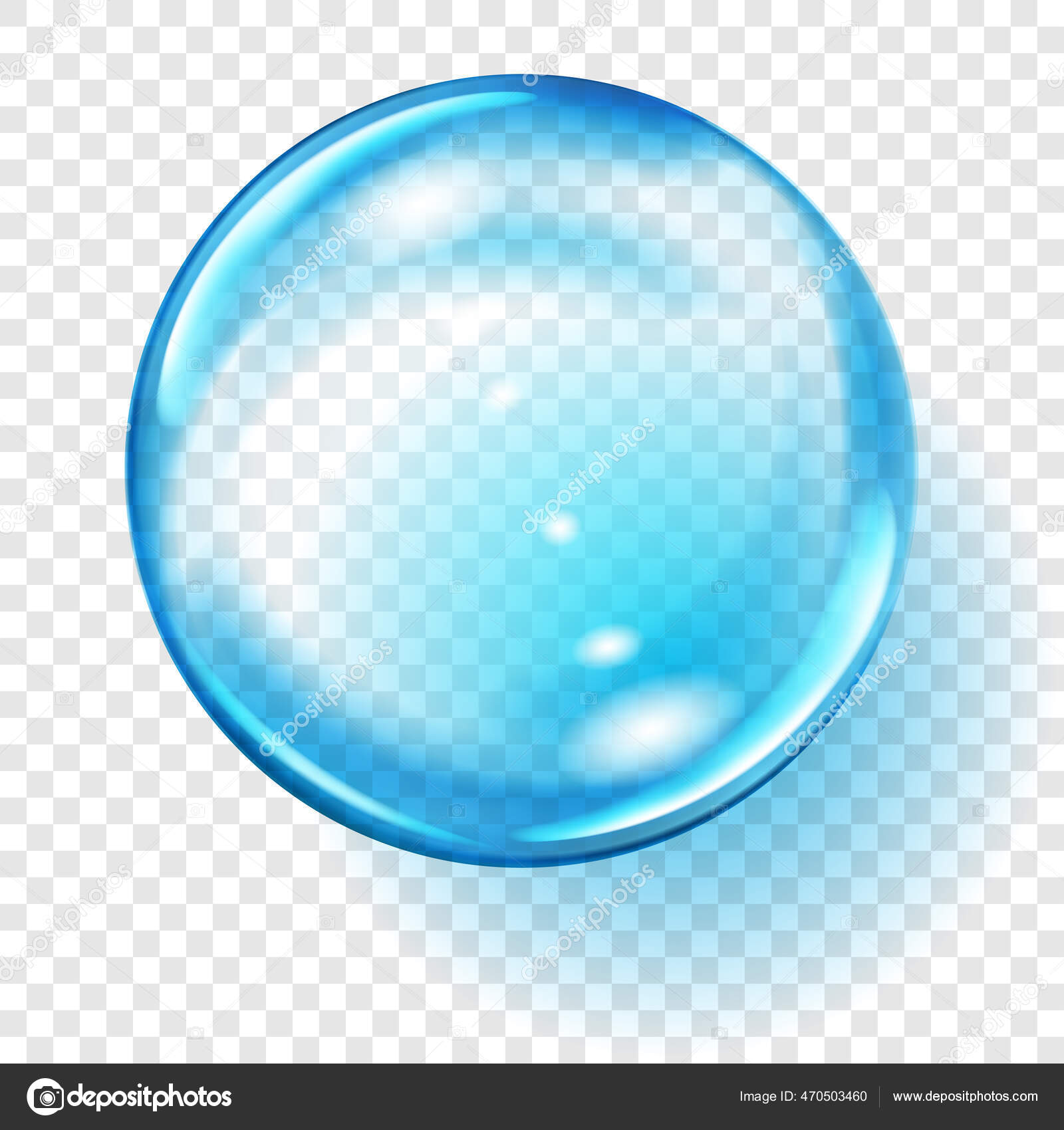 Big Translucent Light Blue Sphere Glares Shadows Transparent Background ...
