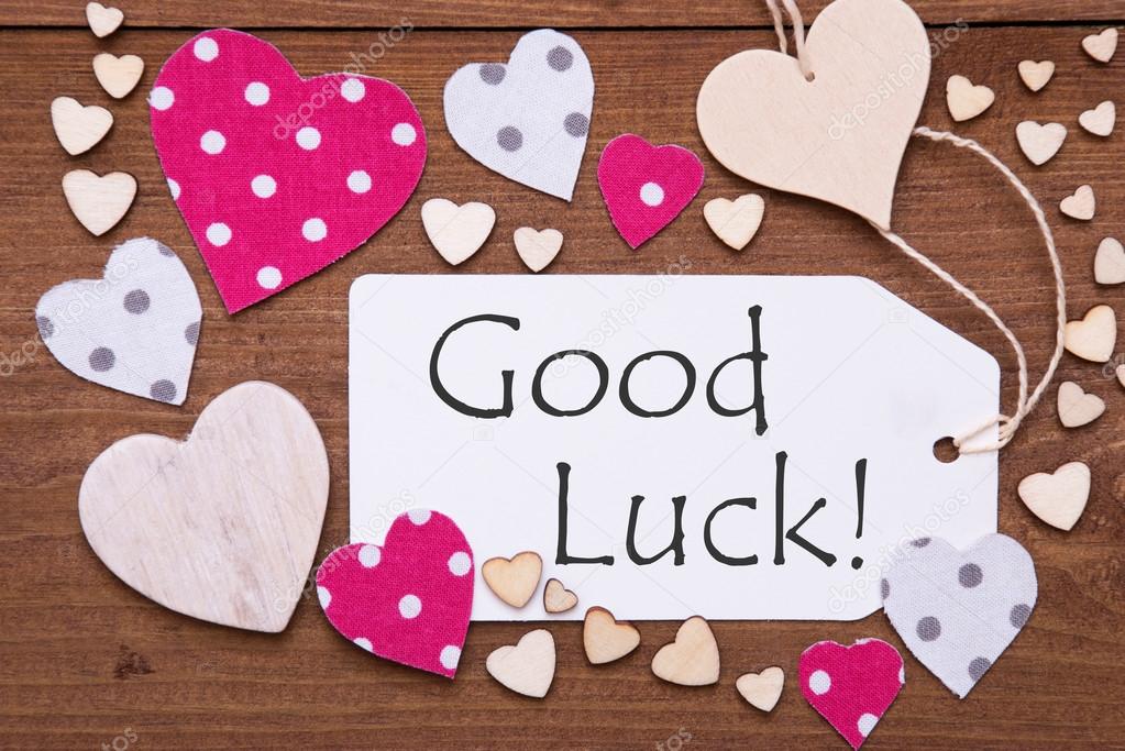 Label With Pink Heart, Text Good Luck — Stock Photo © Nelosa #106768242