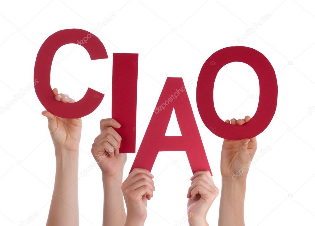 People Holding Italian Word Ciao Means Goodbye — Stock Photo © Nelosa ...