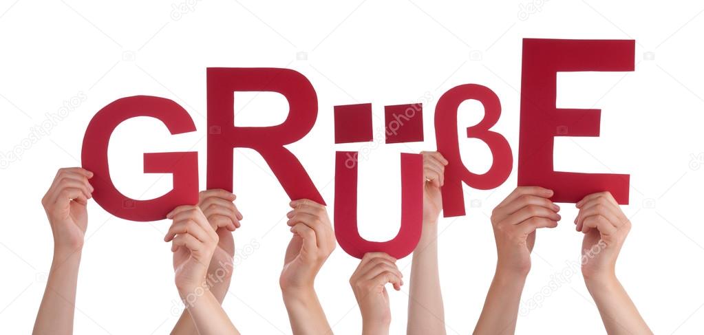 People Holding German Word Gruesse Means Regards Stock Photo by ©Nelosa ...