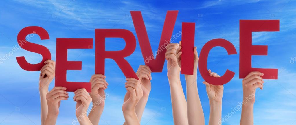 People Hands Holding Red Word Service Blue Sky — Stock Photo © Nelosa ...