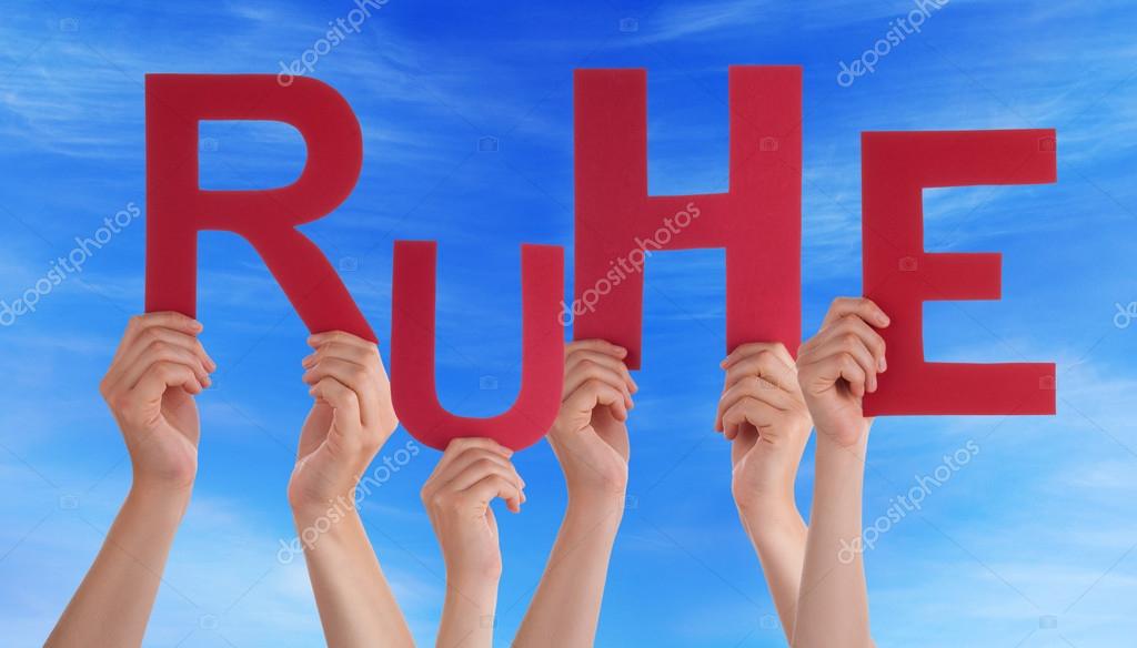 People Hold German Word Ruhe Means Rest Blue Sky Stock Photo by ©Nelosa ...
