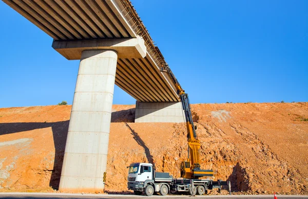 Process of bridge construction to pass through it motorways - Stock ...