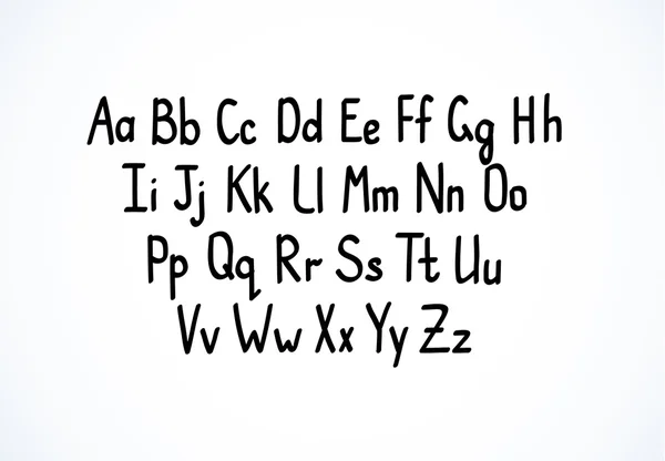 Vektor gambar tangan sederhana huruf alfabet tipis. Kapital dan orang ...