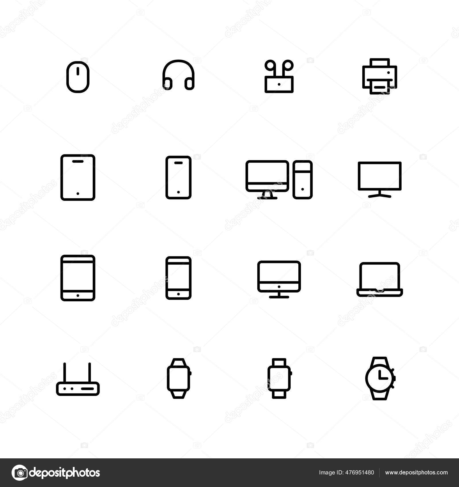 Line art device vector icons. Pixel perfect Stock Vector by ©YasnaTenDP ...