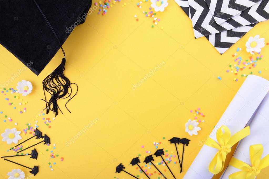 Yellow black and white theme graduation background Stock Photo by ...