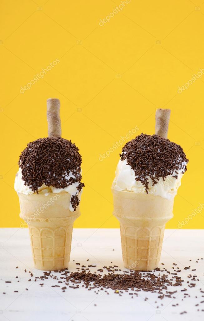 Happy Childrens Day concept with fun ice cream cones. — Stock Photo ...