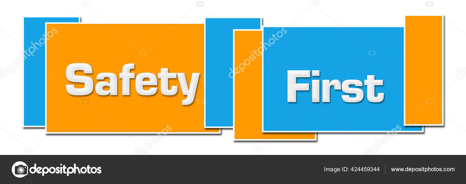 Safety First Text Written Blue Orange Background — Stock Photo ...