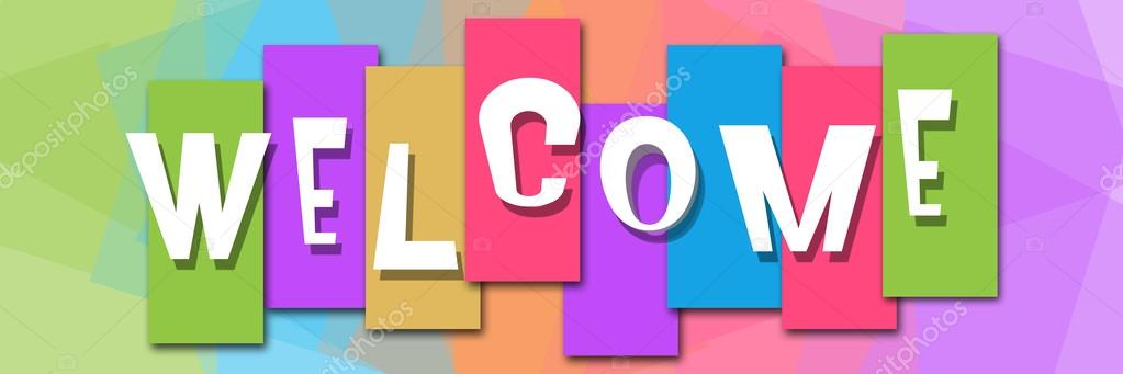 Welcome Colorful Stripes Squares Background Banner Stock Photo by ...