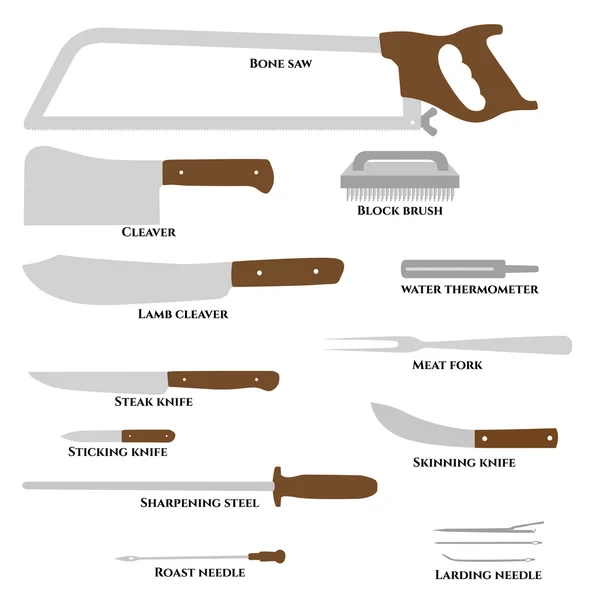 Set butcher tools. Vector illustration - Stock Image - Everypixel