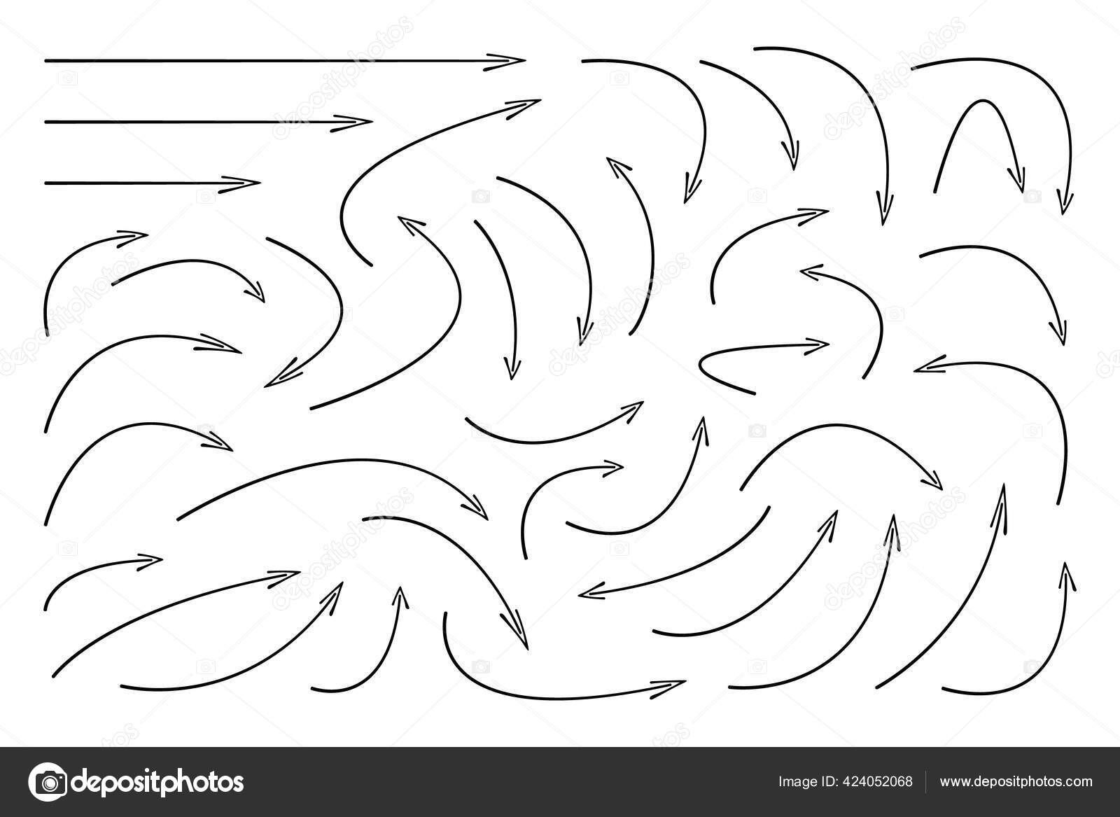 Set Hand Draw Arrows Vector Elegant Pointers Stock Vector by ©DMVector ...