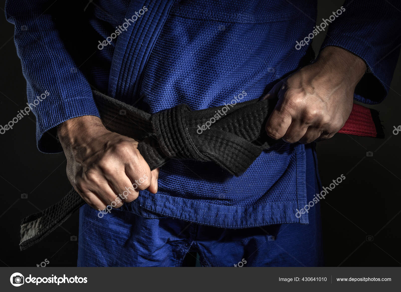 Close Hand Unknown Caucasian Man Holding Brazilian Jiu Jitsu Bjj ...