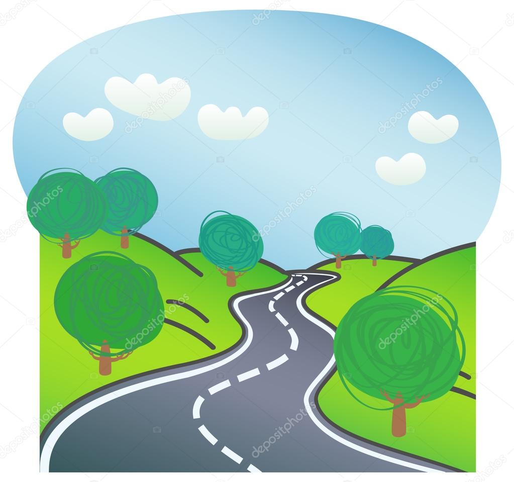 Road with trees on both sides Stock Vector Image by ©primovich #96830224