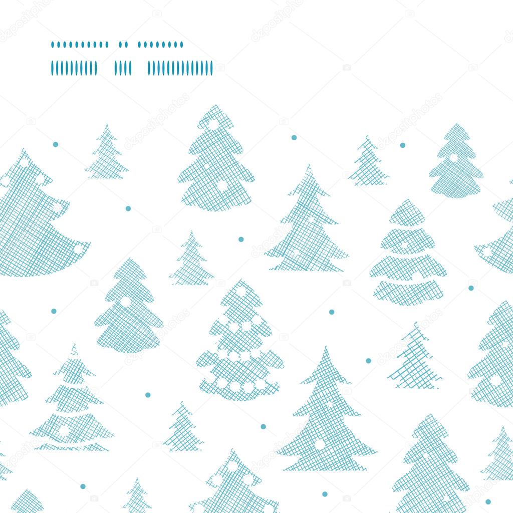 Blue decorated Christmas trees silhouettes textile horizontal frame ...