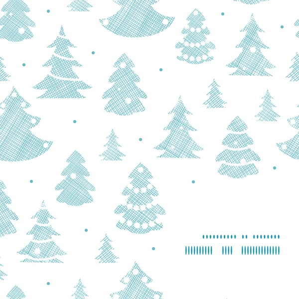 Blue decorated Christmas trees silhouettes textile horizontal border ...