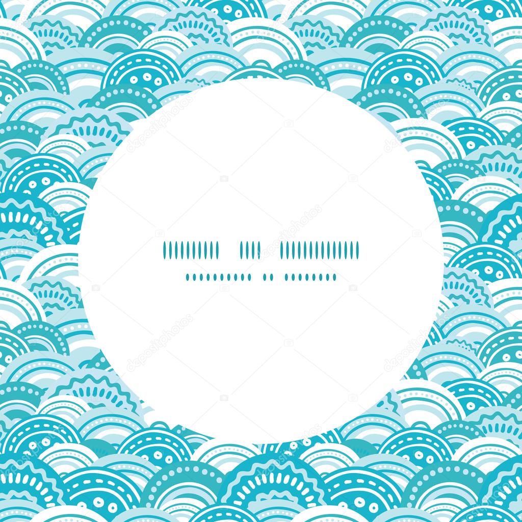 Vector abstract blue waves circle frame seamless pattern background ...