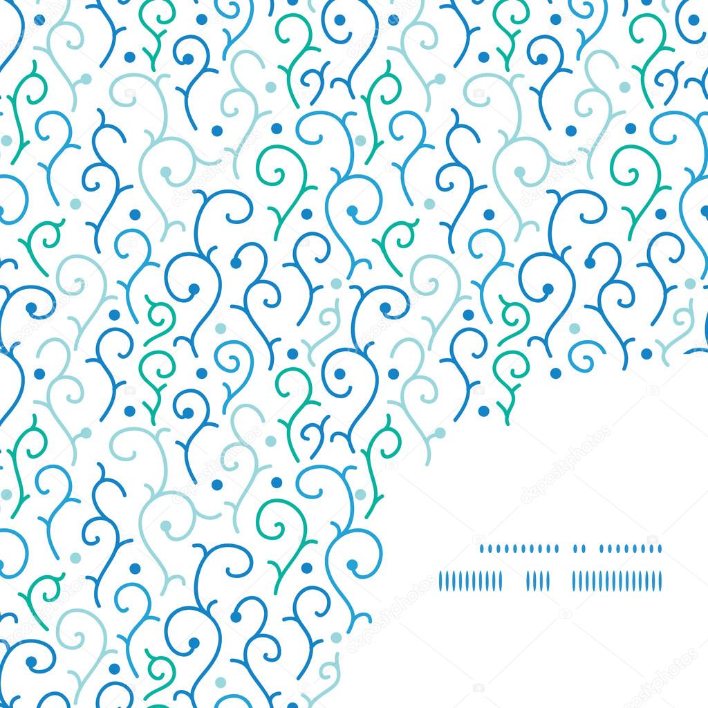 Vector blue abstract swirls frame corner pattern background Stock ...