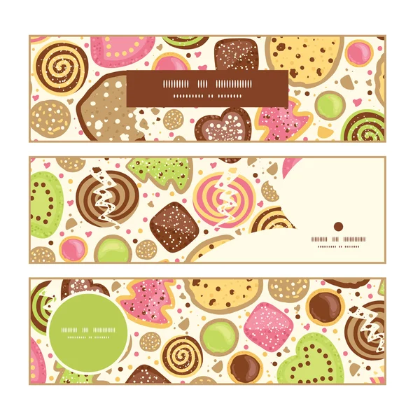 Vector colorful cookies horizontal frame pattern business cards set ...