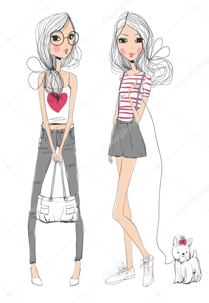 Two fashion girls Stock Vector Image by ©Natalia.Skripko #90592598
