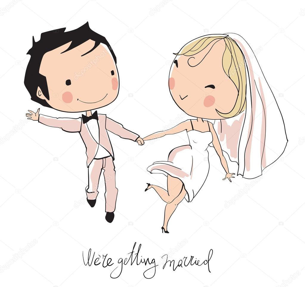Tarjeta de boda. Novia y novio Vector de stock por ©Natalia.Skripko ...