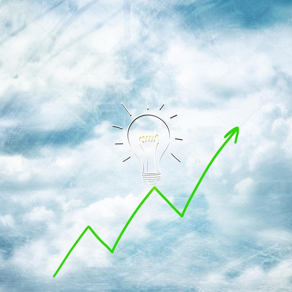 Diagram growth with lightbulb on cloudscape background Stock Photo by ...