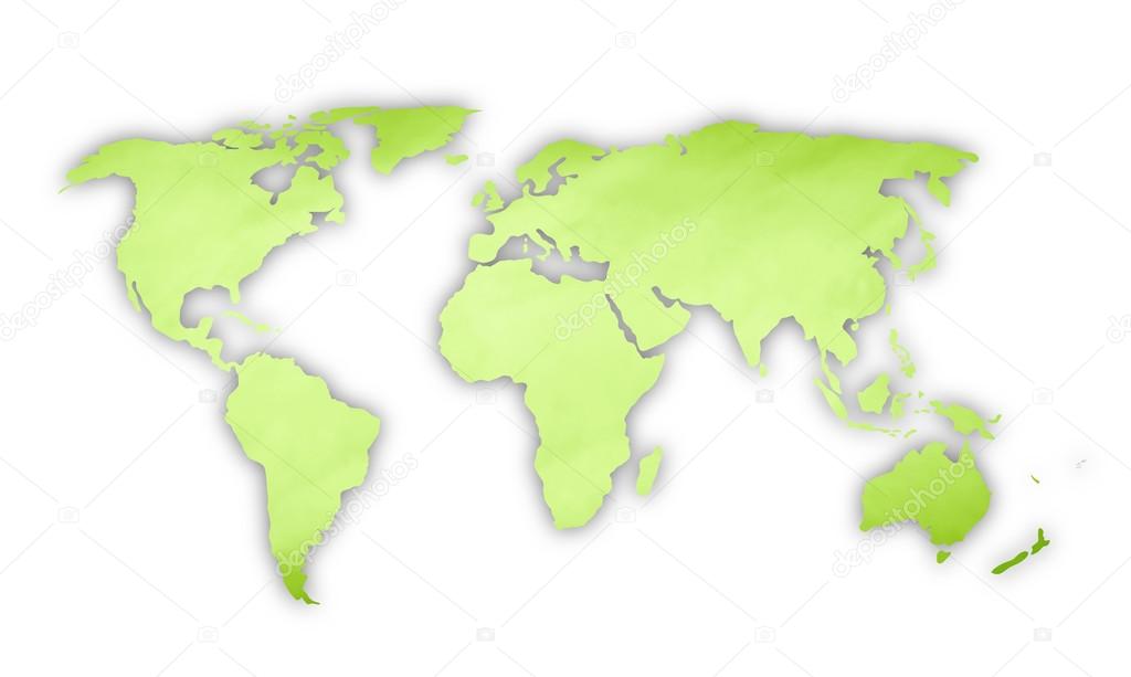 Ilustración del mapa del mundo de color verde: fotografía de stock ...