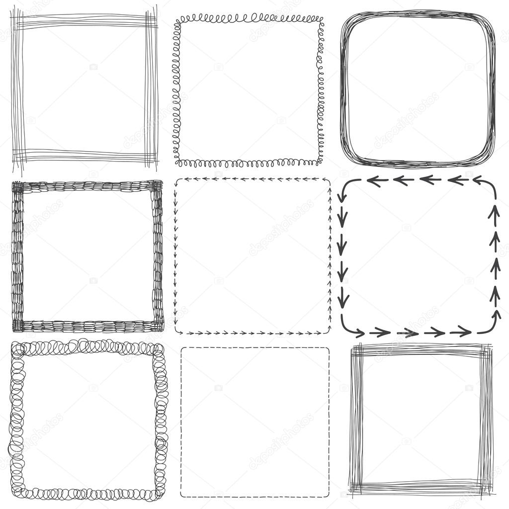 Set of hand drawn square frames — Stock Vector © maritime_m #101166646