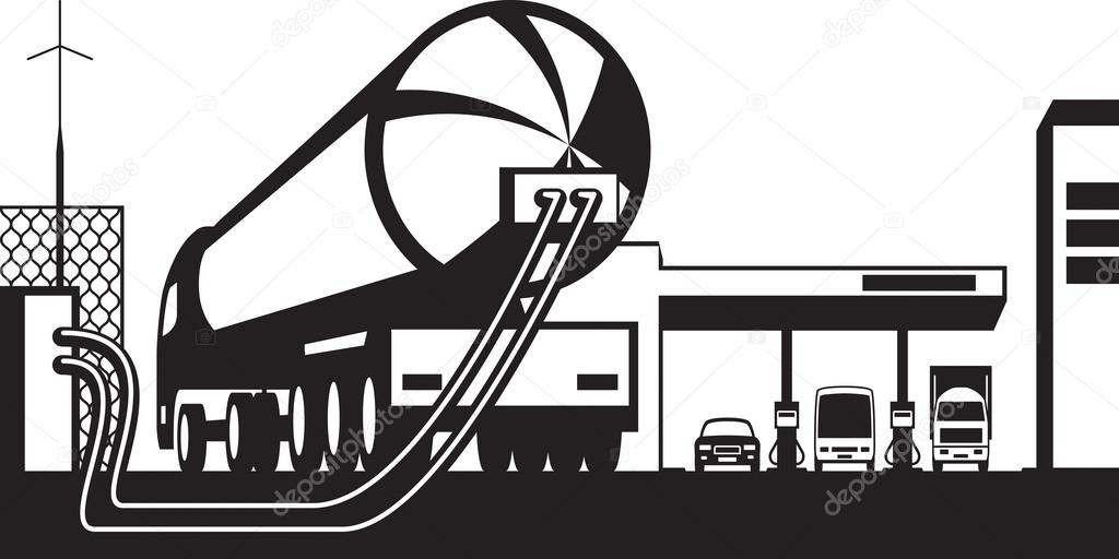 Tank truck loading gas station with fuel Stock Vector Image by ©angelha ...