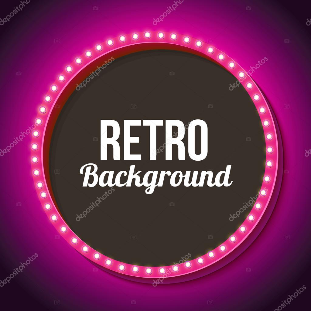Retro frame circle with neon lights — Stock Vector © Sabelskaya #101700226