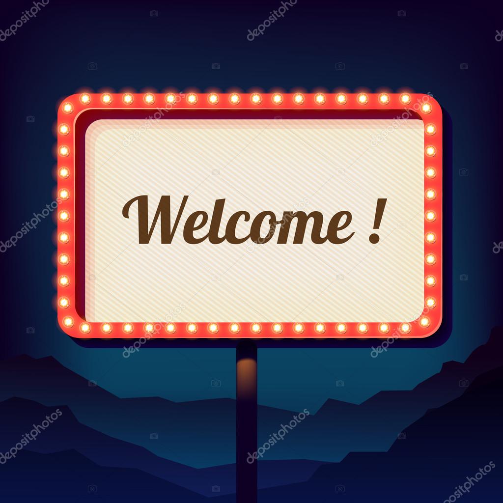 Vintage billboard with the inscription Welcome. Retro sign Stock Photo ...