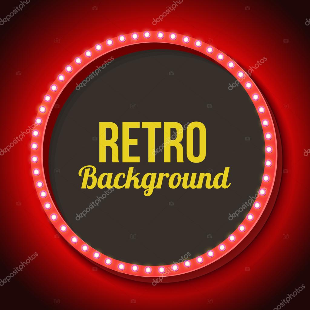 Retro frame circle with neon lights Stock Photo by ©Sabelskaya 108687064