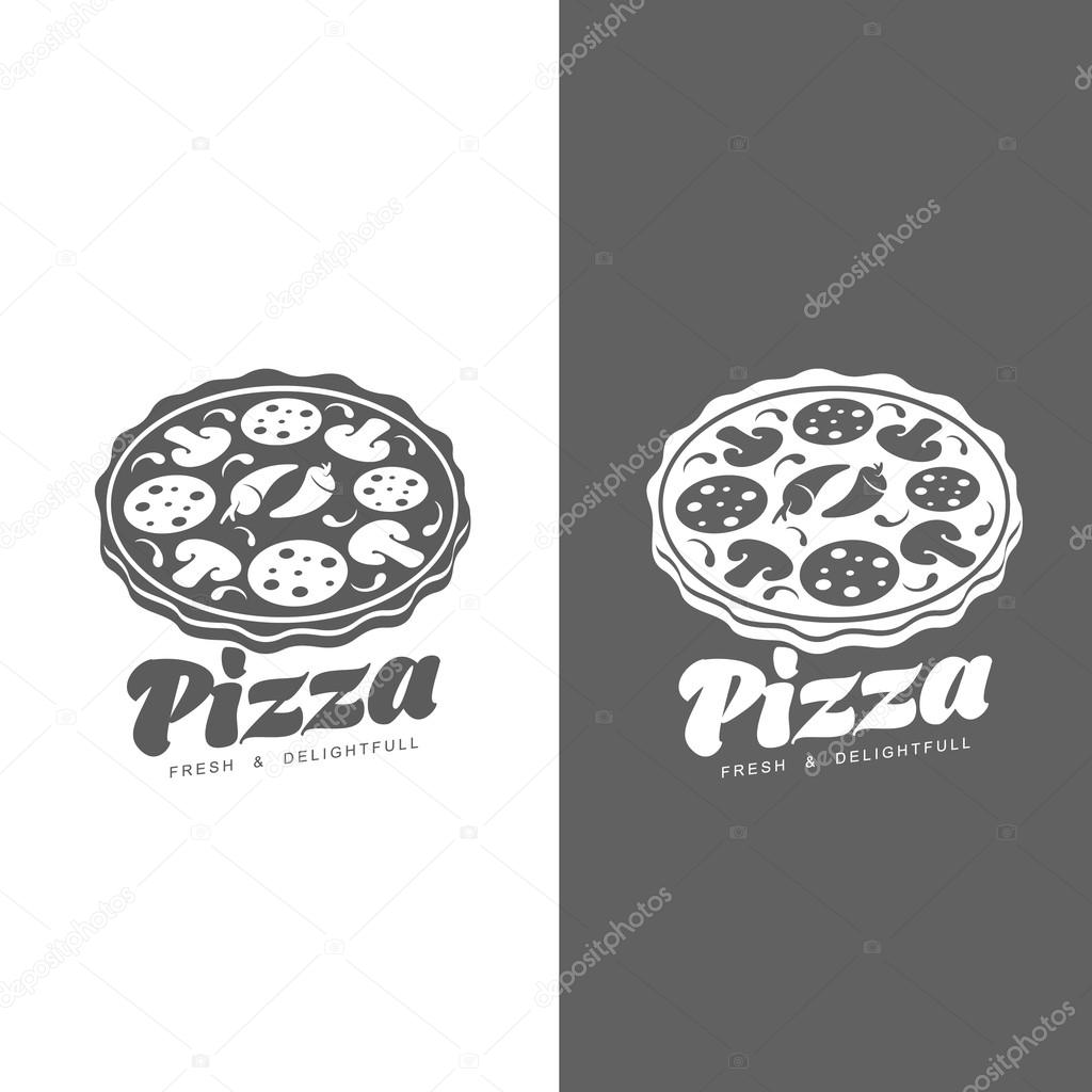 Set of monochrome pizza logos Stock Photo by ©Sabelskaya 111430152