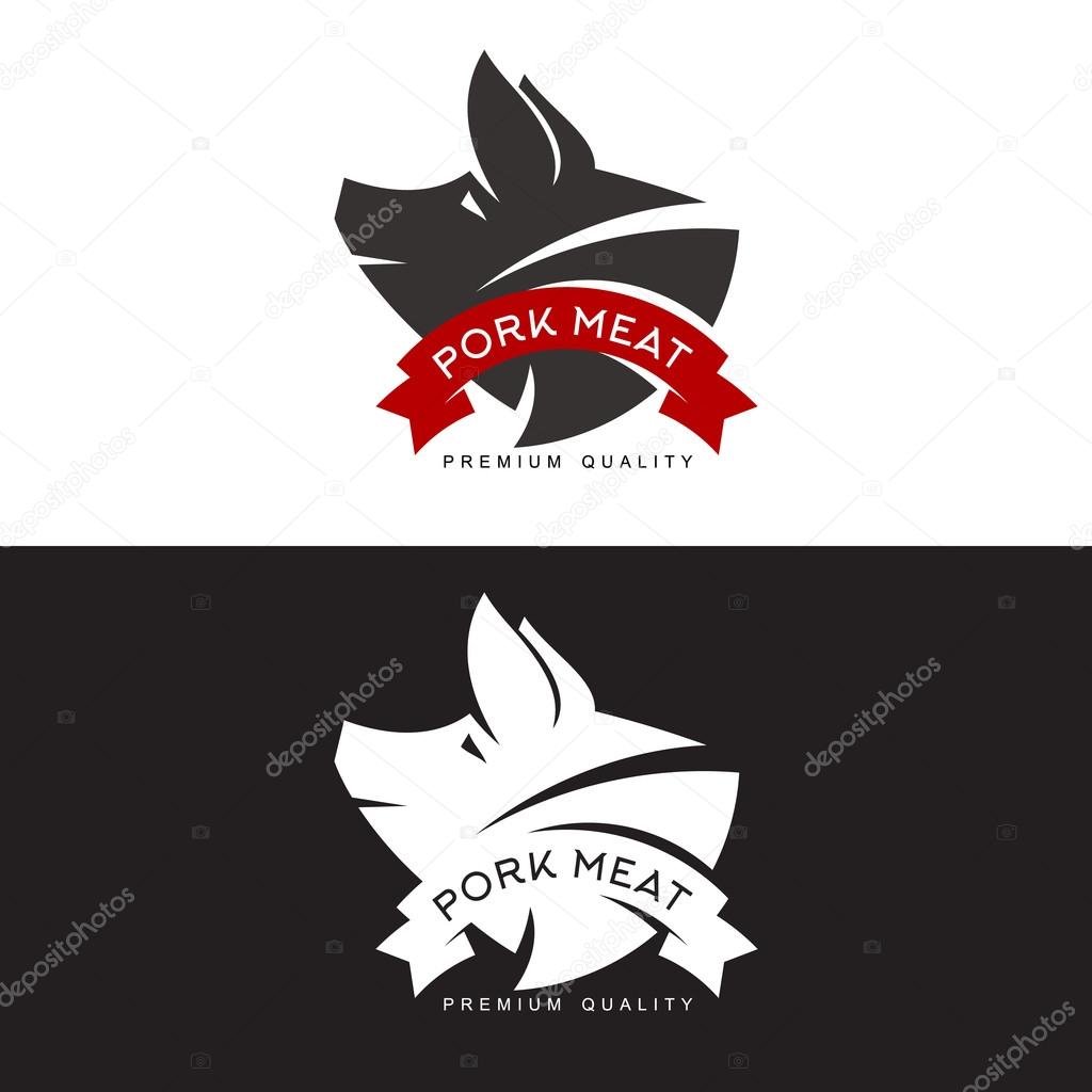 Set of logos with a pig Stock Illustration by ©Sabelskaya #114811618