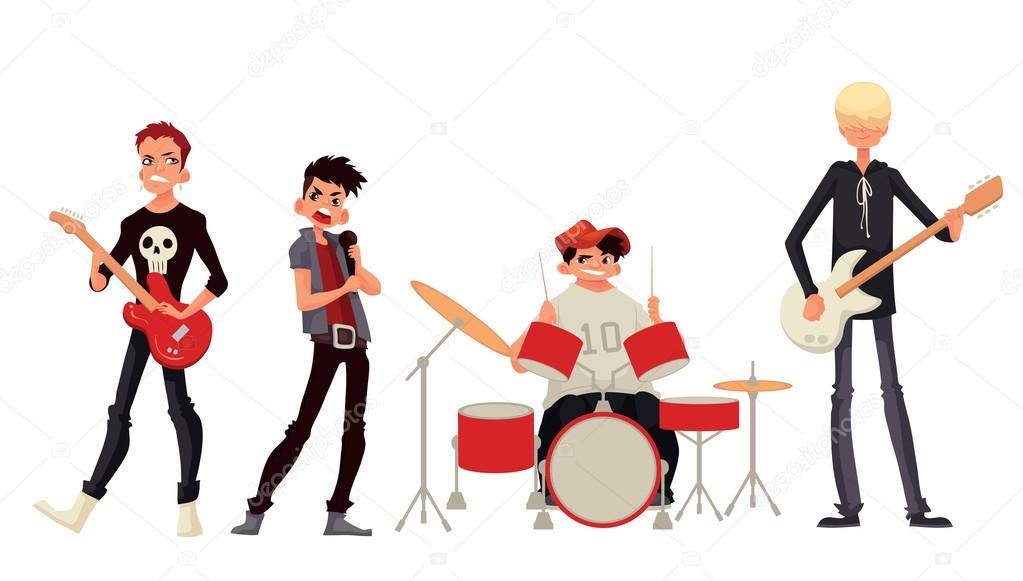 Cartoon rock group musicians vector illustration Stock Vector Image by ...