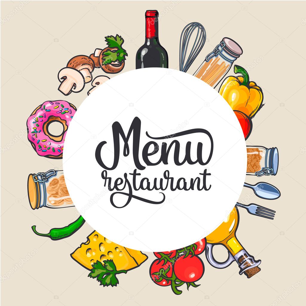 Diseño de menú cuadrado de verduras, quesos y pastas Vector de stock ...