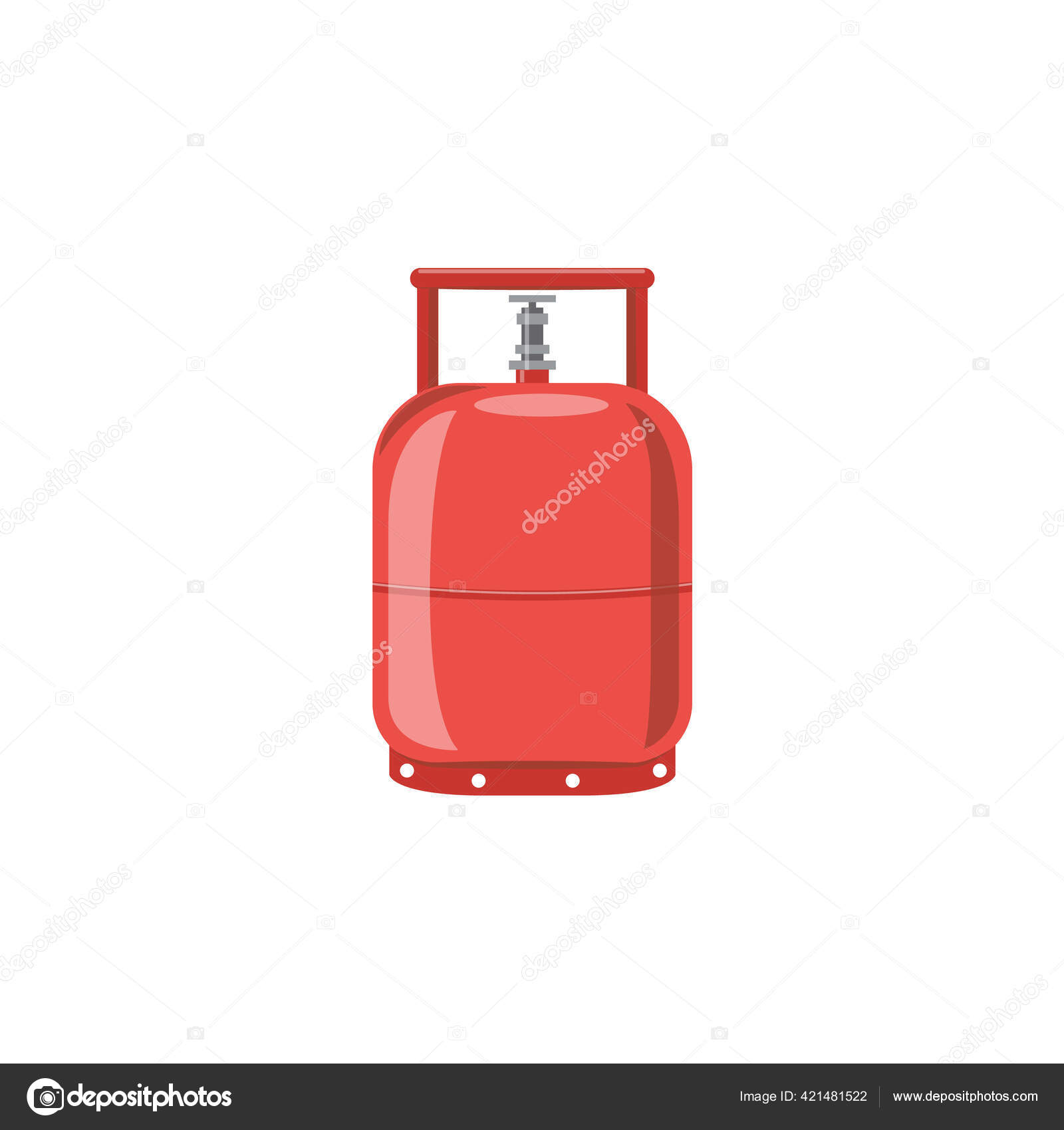 Icon of a flammable red gas cylinder a flat cartoon isolated vector ...