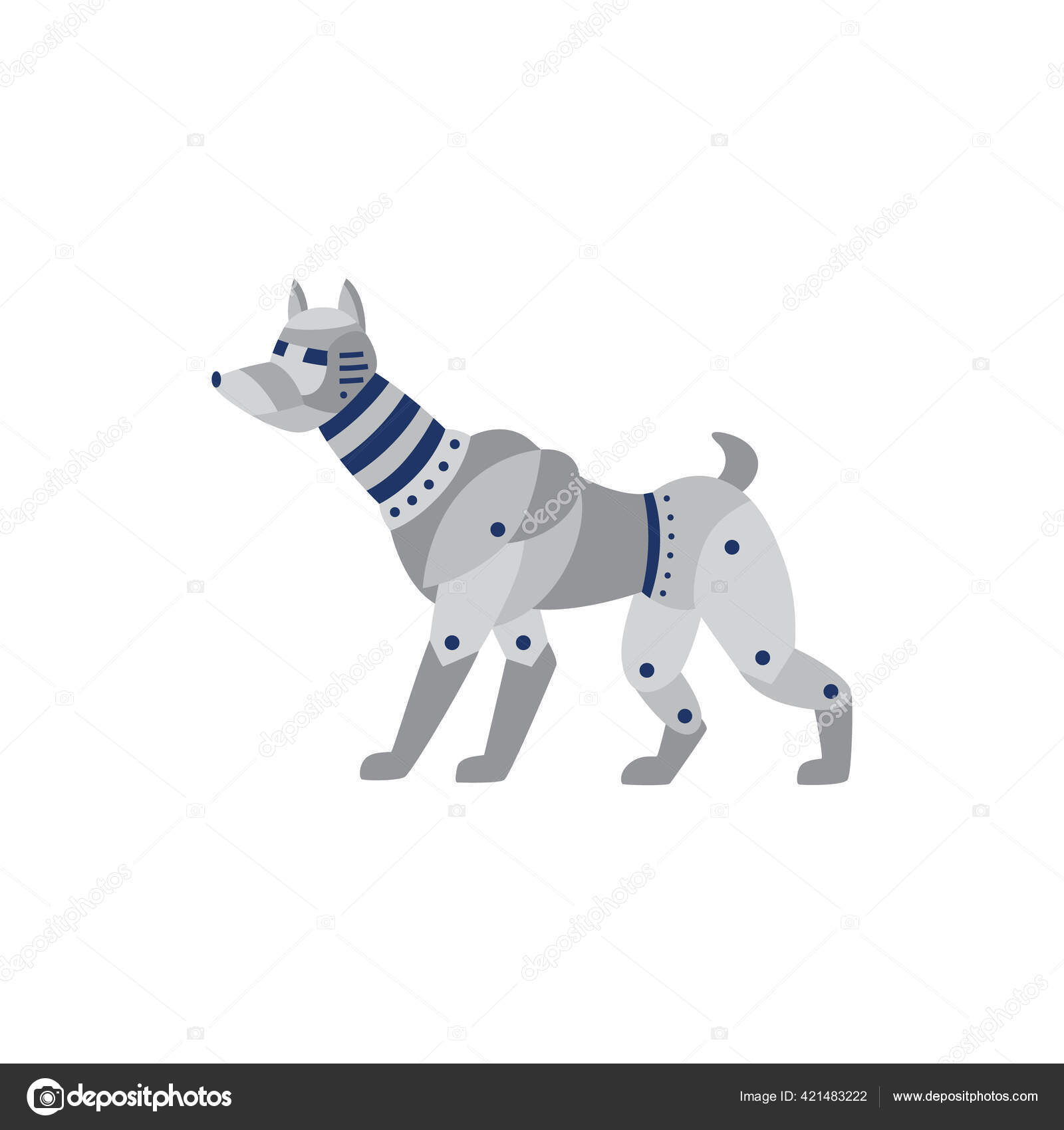 Fantasy character of electronic robotic dog flat vector illustration ...