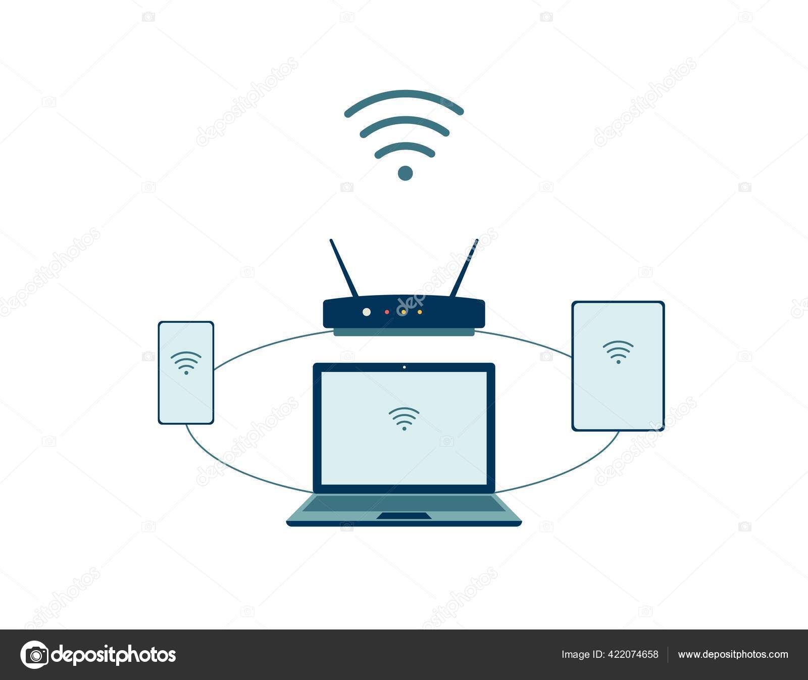 Devices a for remote connection and internet flat vector illustration ...