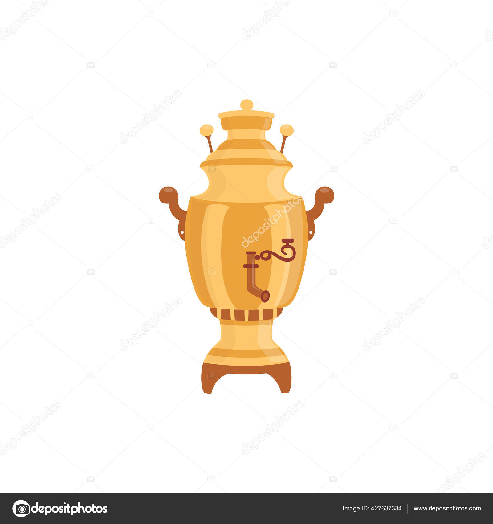 Vector illustration of russian traditional samovar for making a hot tea ...