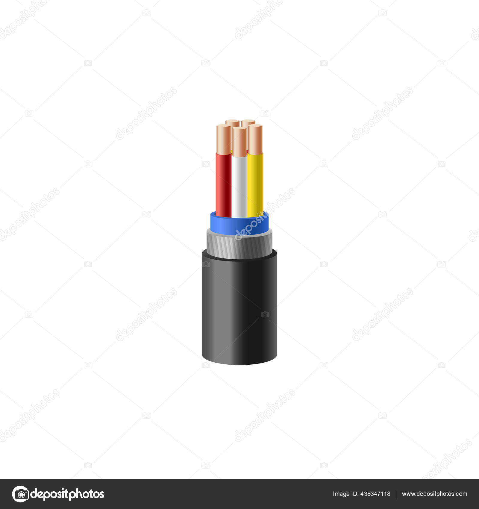Electric cable with insulation and wires realistic vector illustration ...