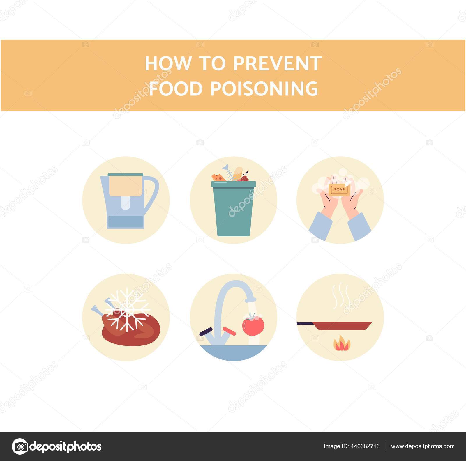 A vector banner with information how to prevent food poisoning. Stock ...