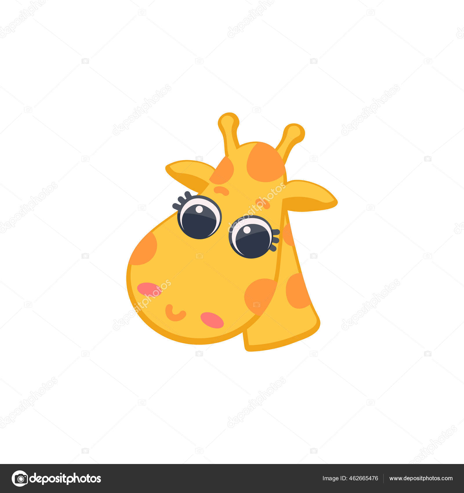 Cute adorable giraffe head cartoon icon, flat vector illustration ...