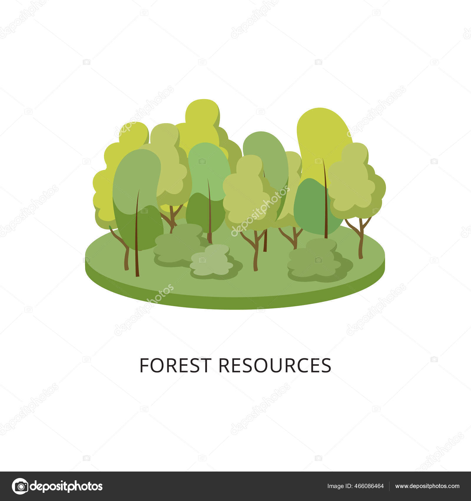 Forest natural resources in circle diagram, flat vector illustration ...