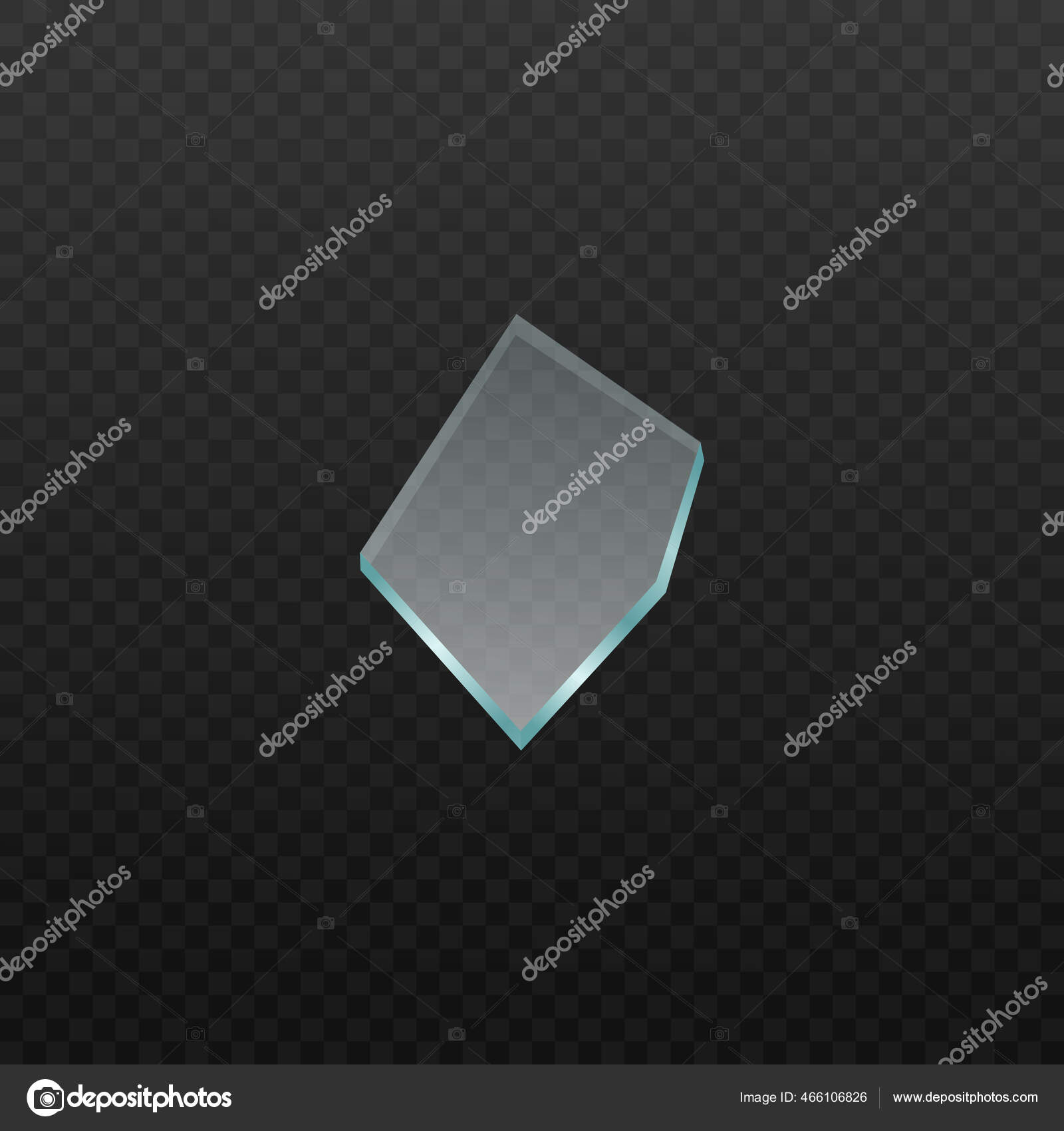 Square shard of shattered crushed glass, realistic vector illustration ...