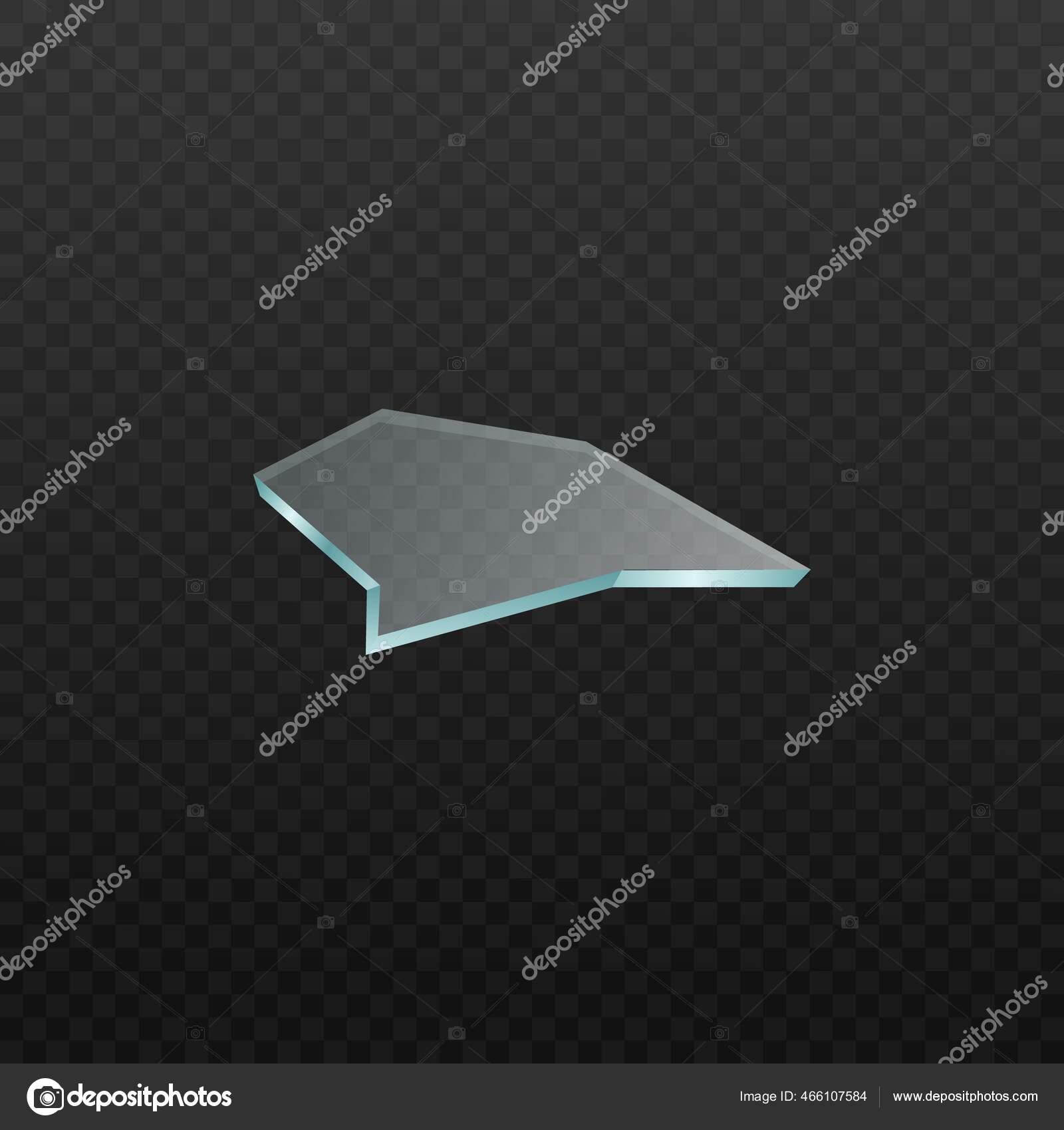 Shattered glass fragment template, realistic vector illustration ...