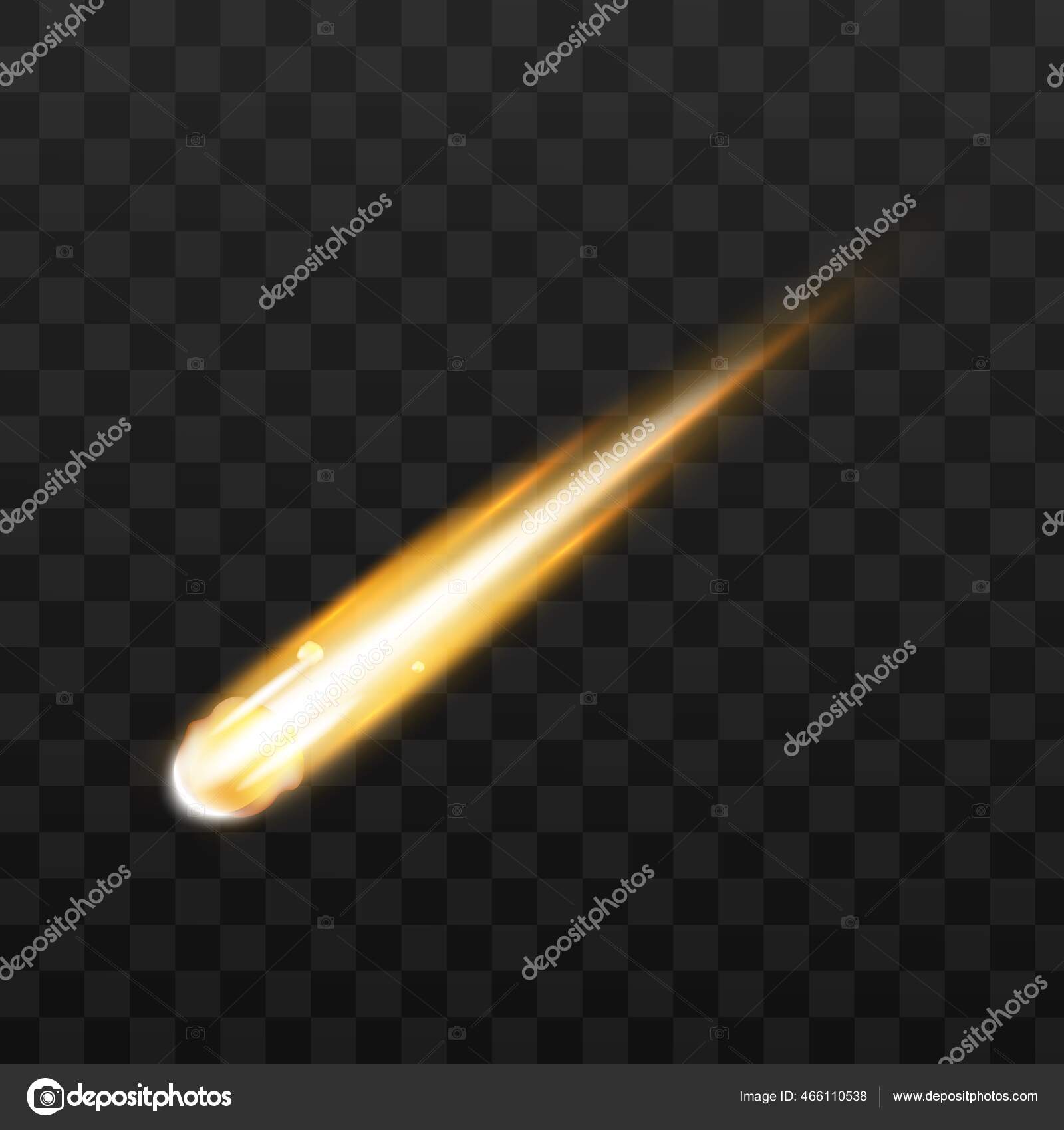 Burning comet or fireball star falling from space, isolated meteor ...