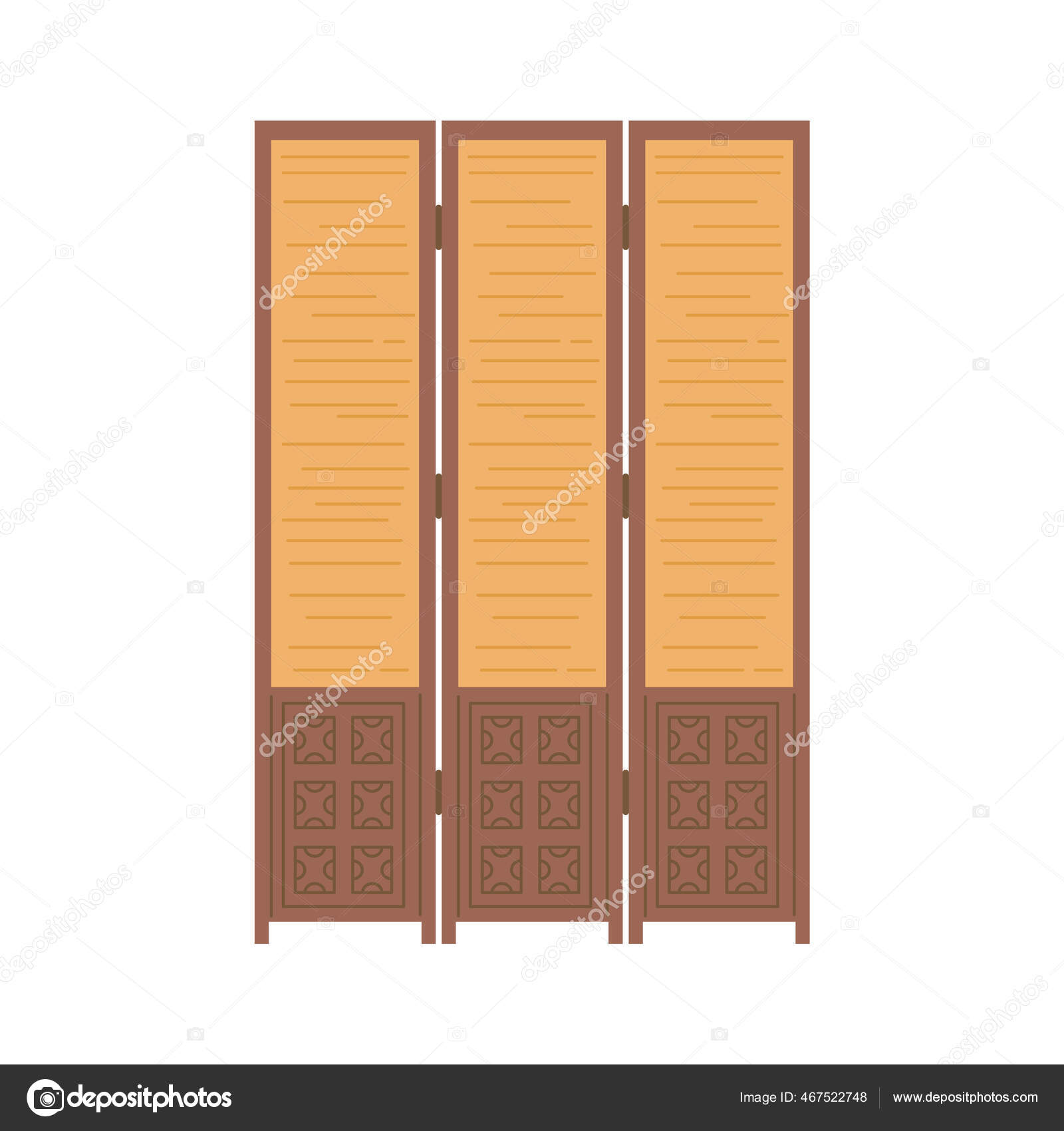 Folding screen or wooden room partition, flat isolated vector ...