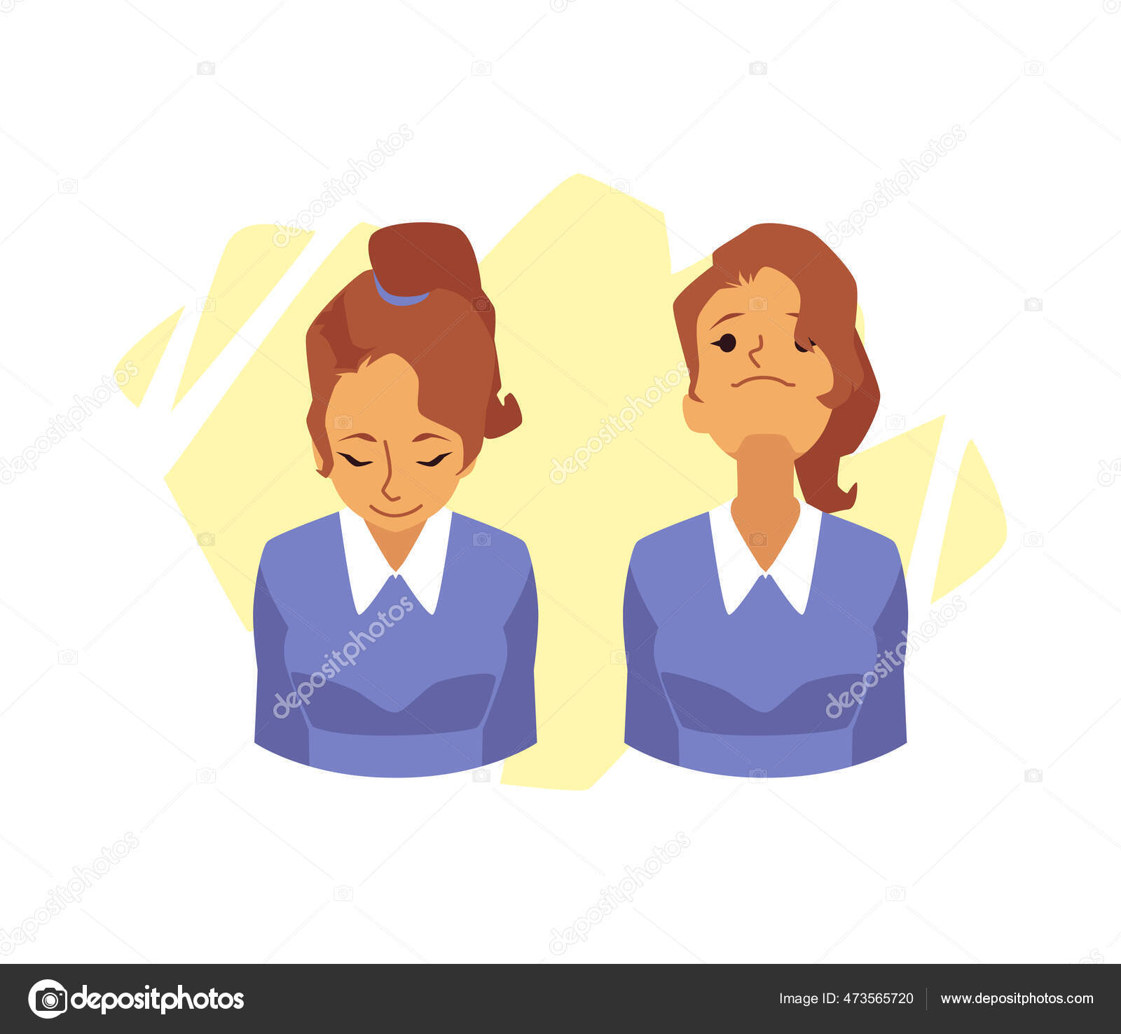 Mujer haciendo ejercicios asintiendo con la cabeza, ilustración ...